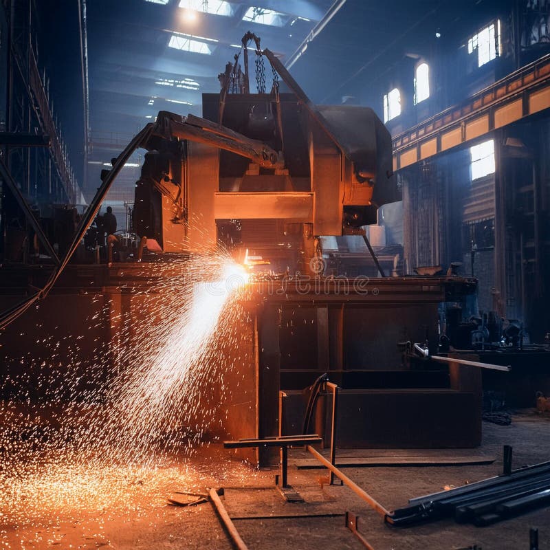 Iron working, AI generated stock illustration. Illustration of track ...