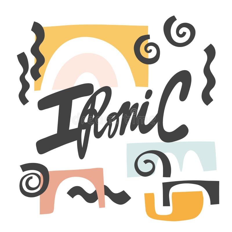 Ironic. Hand Drawn Lettering Logo for Social Media Content Stock Vector ...