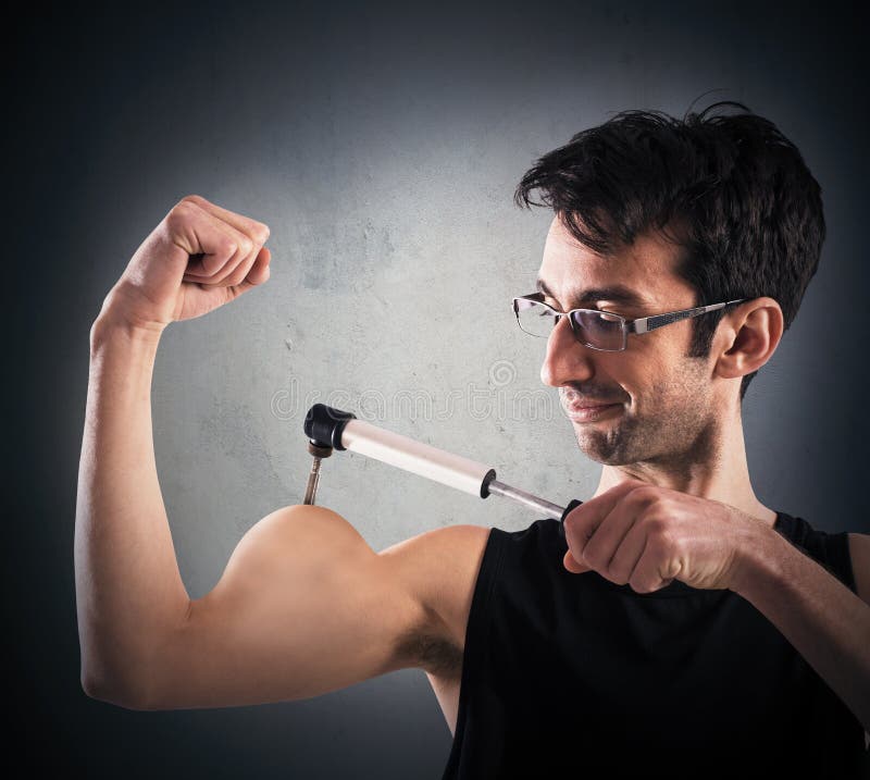 Ironic muscular man stock photo. Image of force, workout - 64097634