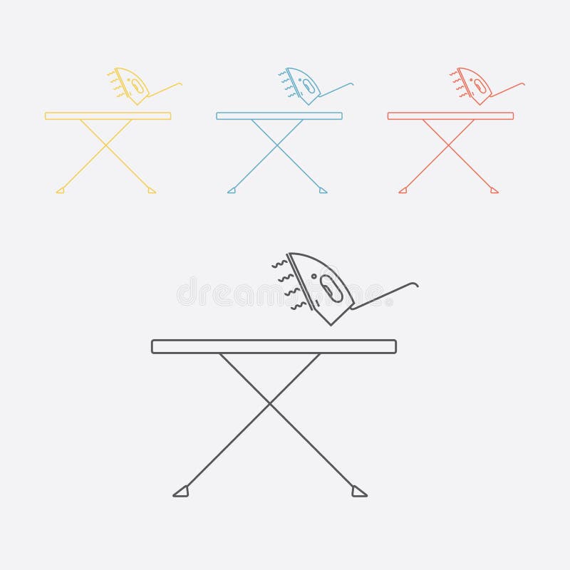 Ironing Board and Iron. Line Icon Stock Vector - Illustration of metal ...