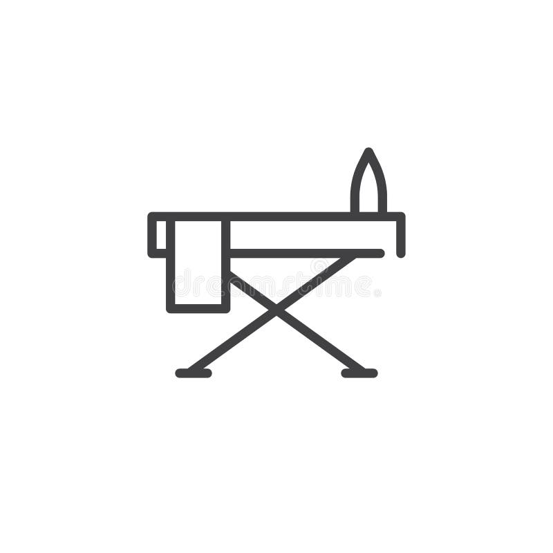 Ironing Board And Iron Line Icon Filled Outline Vector Sign Linear