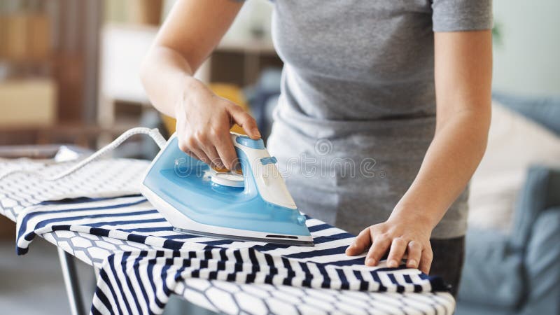 Ironing Clothes on Ironing Board Stock Image - Image of interior ...