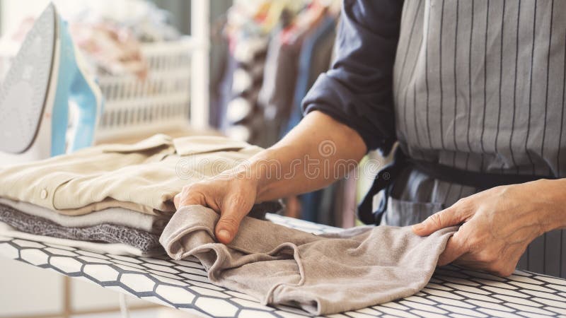 Ironing Clothes on Ironing Board Stock Image - Image of interior ...