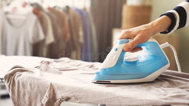 Ironing Clothes on Ironing Board Stock Image - Image of housewife, heap ...