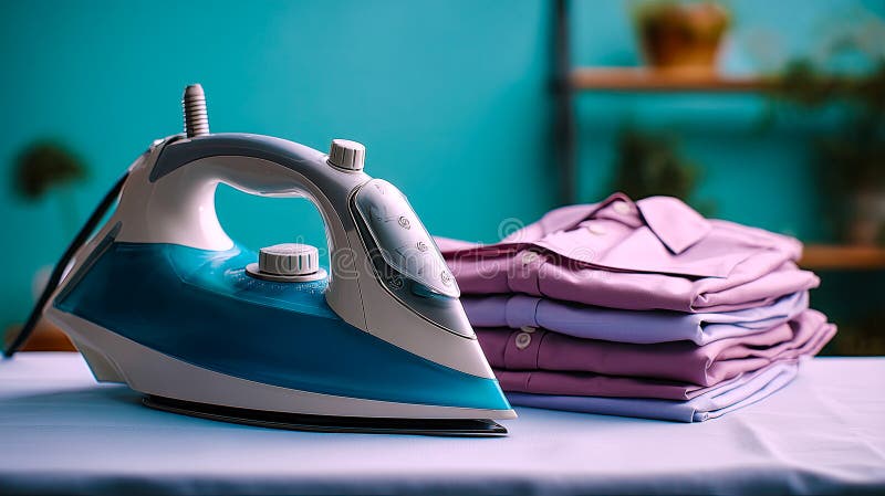 Ironing, Clothes, Housework and Objects Concept - Close Up of Iron and ...