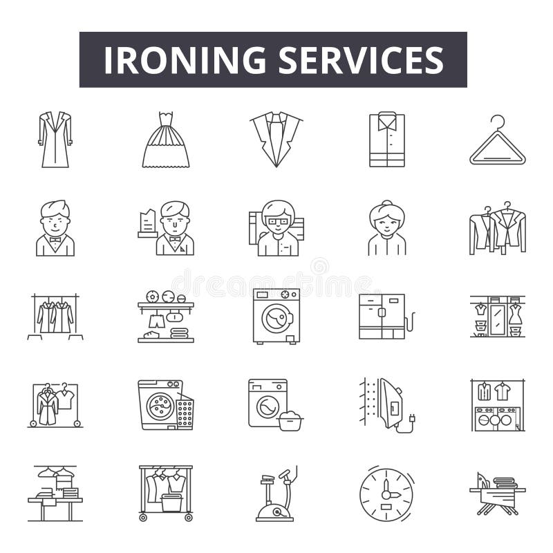 Ironing Services Line Icons, Signs, Vector Set, Outline Illustration ...