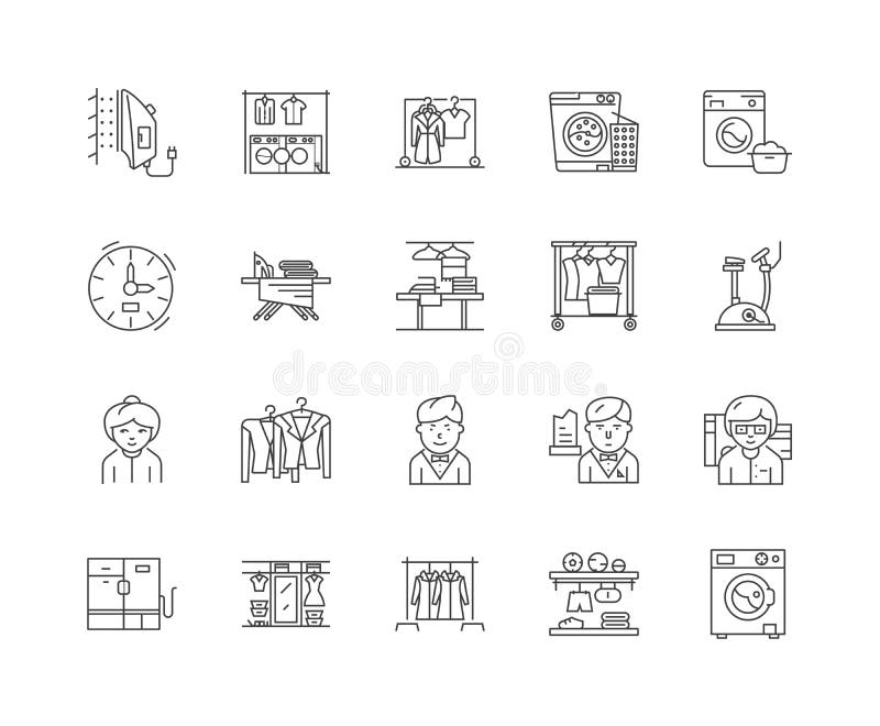 Ironing Services Line Icons, Signs, Vector Set, Outline Illustration ...