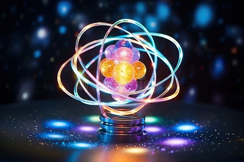 Irradiation Science: Atomic Nucleus Electrons Neutrons Protons. Model Shows that an Atom is ...