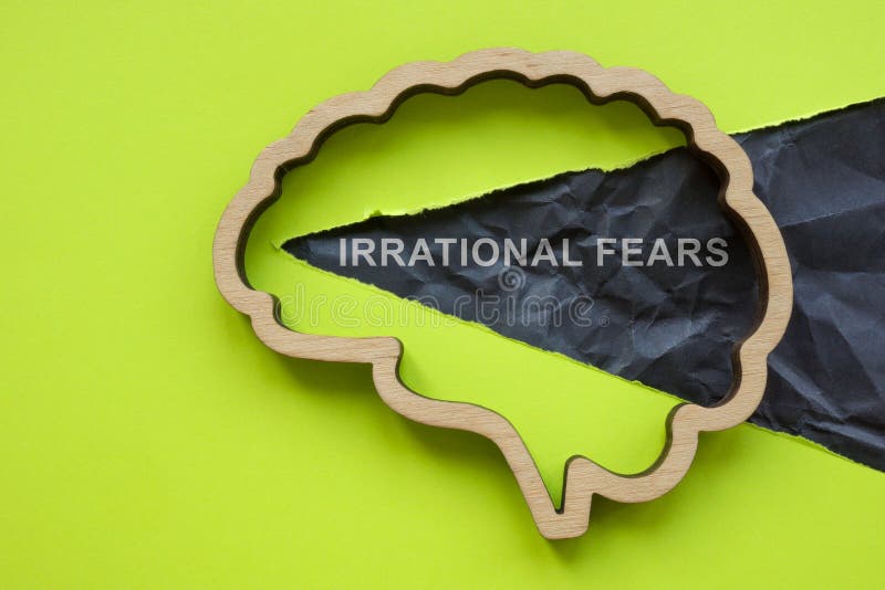 Irrational Fears. Outline of the Brain and a Torn Piece of Paper. Stock ...