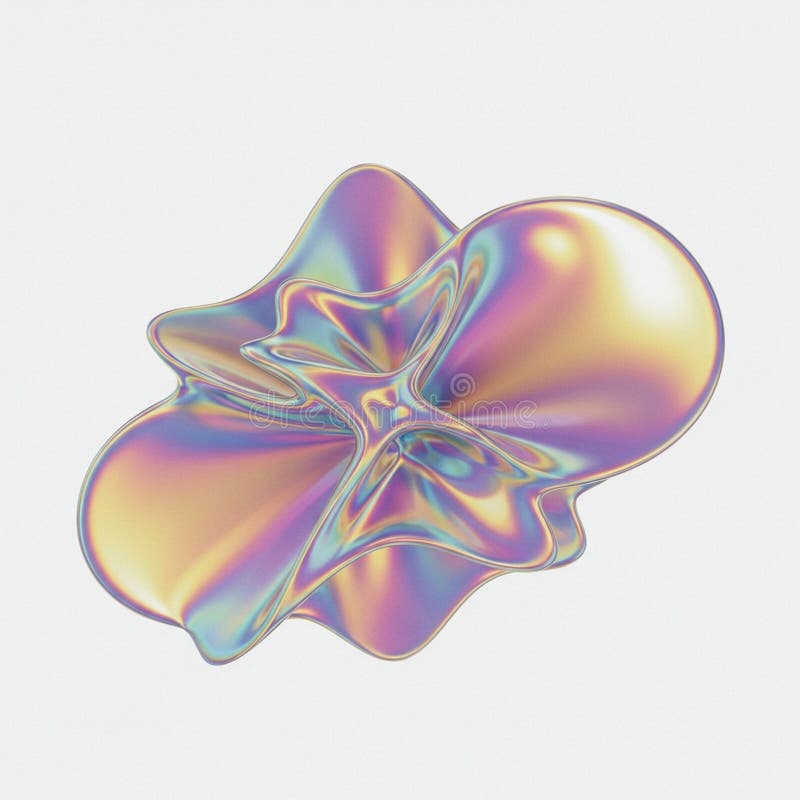 Irregular, Abstract 3D Shape Featuring a Smooth Surface with a Metallic ...