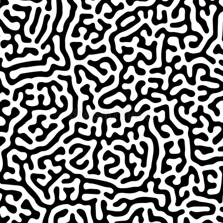 Irregular Abstract Organic Lines Seamless Pattern with Black and White ...