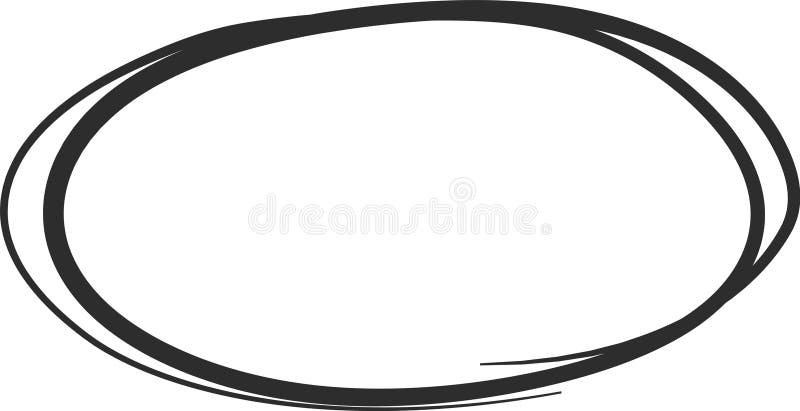 Irregular Black Oval Shape is Drawn with a Felt Tip Pen on a White ...