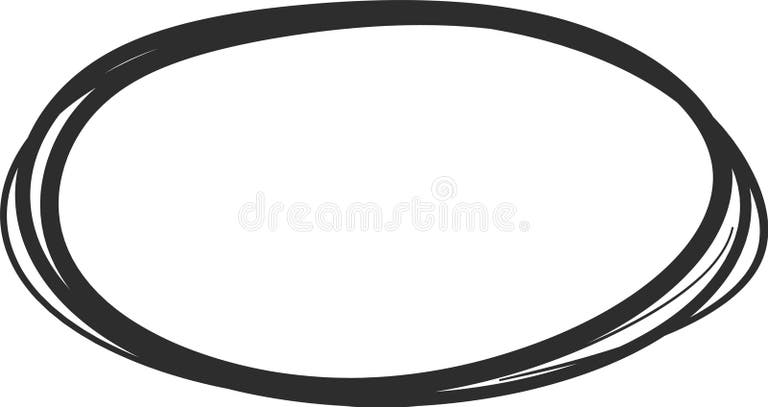 Irregular Black Oval Shape with Visible Multiple Strokes is Drawn on a ...