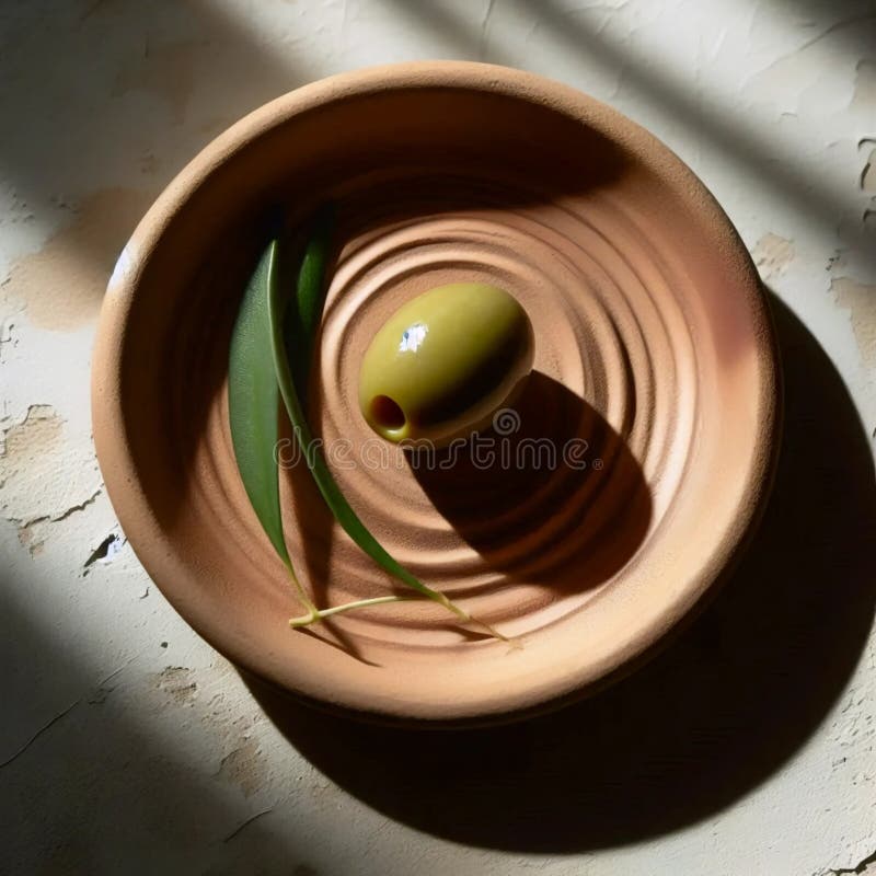 Irregular Clay Plate with Olive, Ai Generated Image Stock Photo - Image ...
