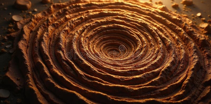 Irregular, Concentric Rings; Deep Brown Hues, Rich Grain, Surface ...