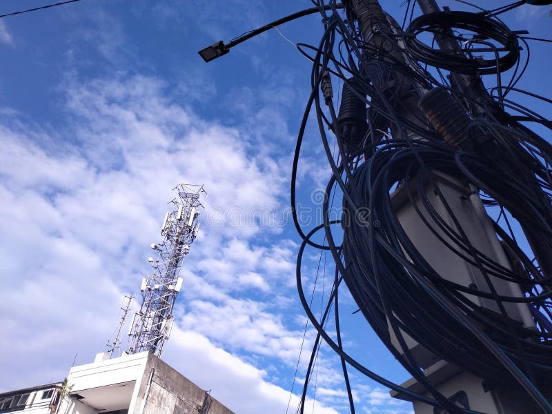Irregular Connection of Wires and Cables. Stock Image - Image of city ...