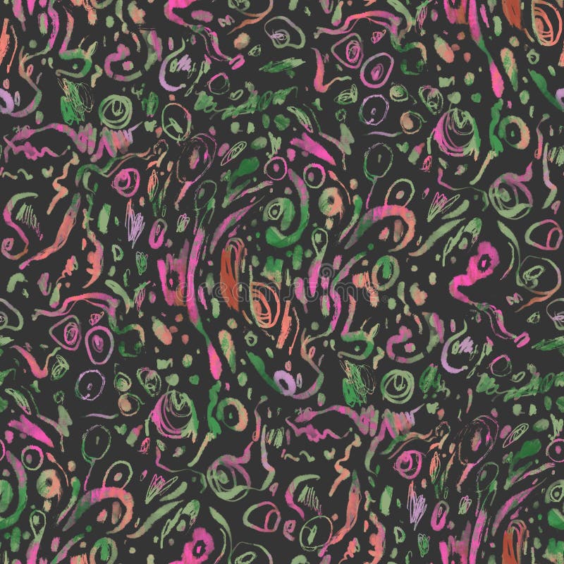 Irregular Hand Painted Seamless Pattern. Hand Drawn Doodle Textured ...