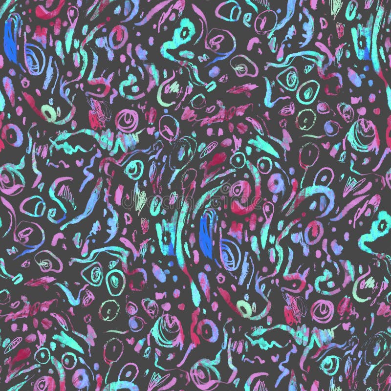 Irregular Hand Painted Seamless Pattern. Hand Drawn Doodle Textured ...