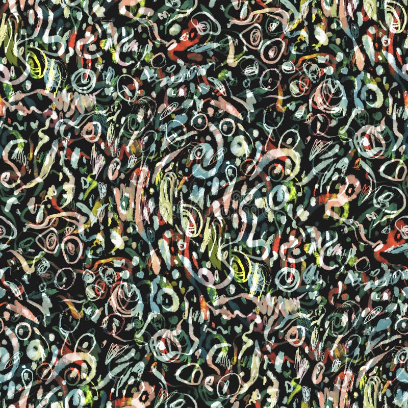 Irregular Hand Painted Seamless Pattern. Hand Drawn Doodle Textured ...