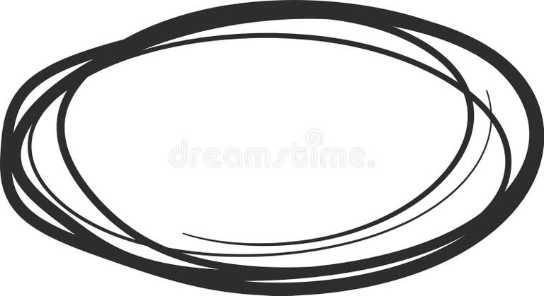 Irregular Oval Shape Created with Multiple Overlapping Hand Drawn Black ...