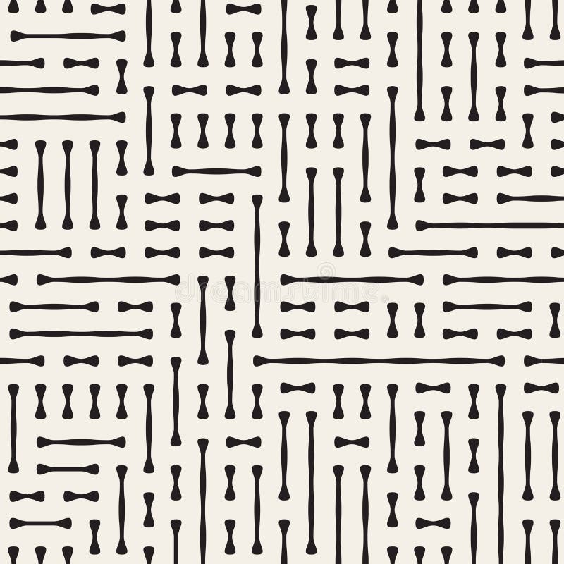 Irregular Rounded Lines. Vector Seamless Black and White Pattern. Stock ...