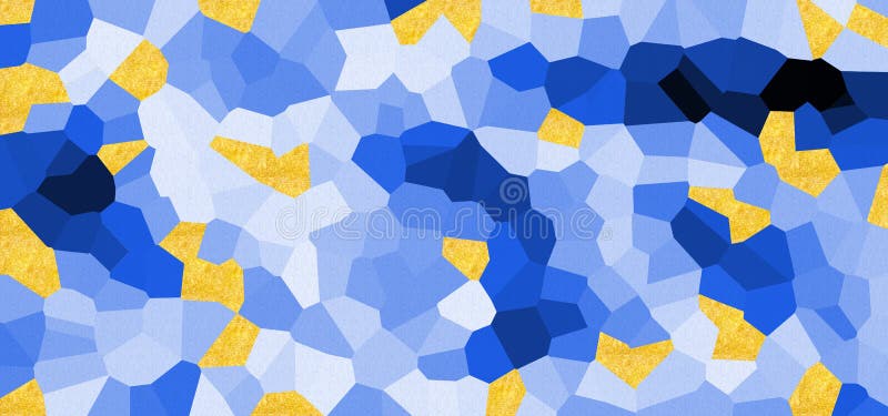 Irregular Shape Golden Flakes Blue Crystallized Background Stock ...