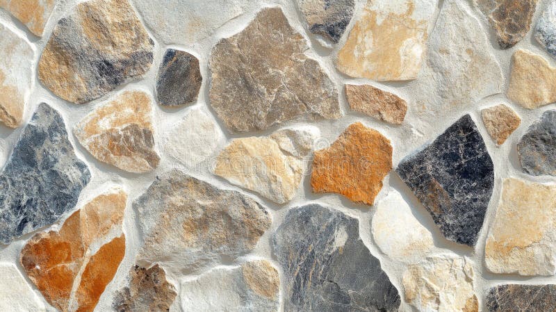 Irregular Shaped Stones Form a Rustic Wall Stock Illustration ...