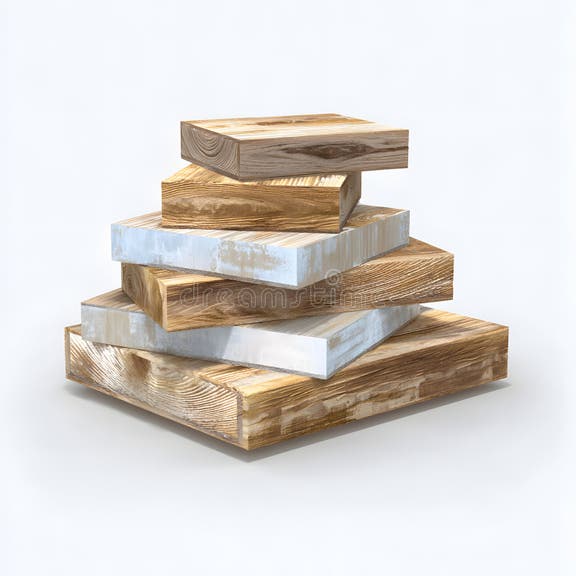 Irregular Stack of Textured Wooden Planks with Visible Grain and ...