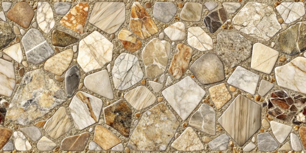 Irregular Stone and Marble Tile Design with Beige Grout for Flooring or ...