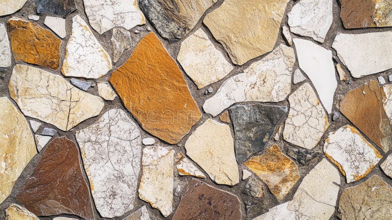 Irregular Stone Wall Texture. Various Colors and Shapes of Natural ...