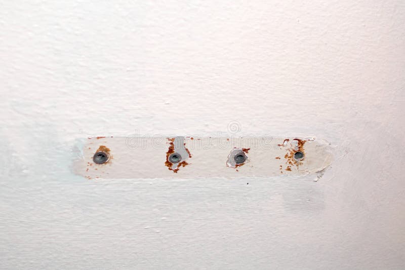 Detail of Deterioration on White Wall with Holes Stock Photo - Image of ...