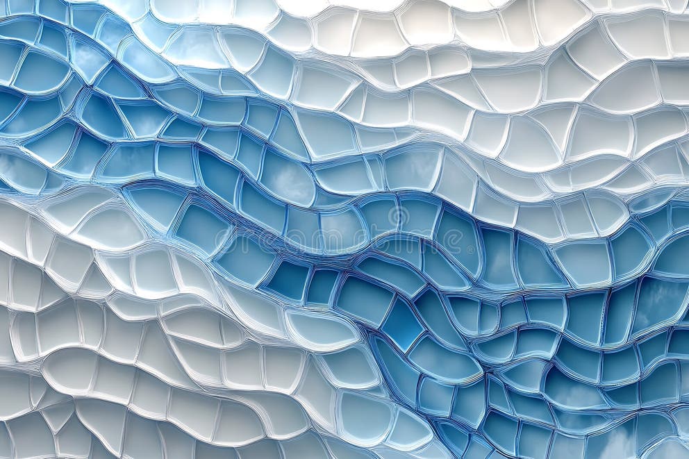 Irregular Wavy Blue and White Tiles Create a Textured Abstract ...