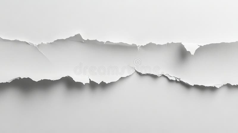 Irregularly Edged White Paper Strips, Ripped and Torn, Set Against a ...