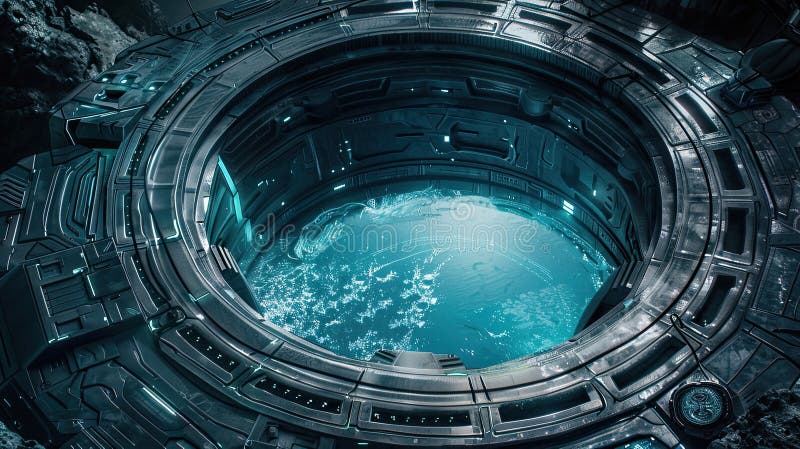 Irregular Space Station Hatch Featuring Luminous Liquid Metal Engine in ...