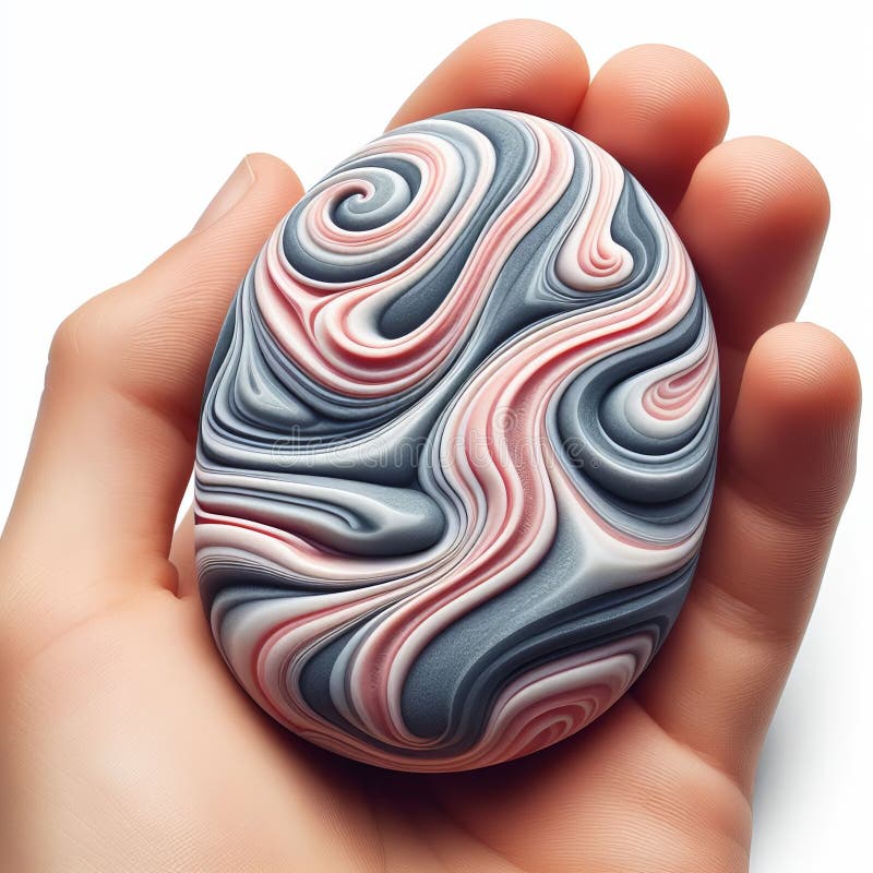 Irregularly Shaped Pebble with a Unique Swirl Pattern of Pink a Stock ...