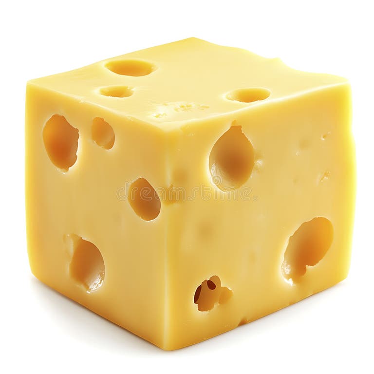 Irresistible Bite-Sized Cheese Cube Stands Out on White Background ...