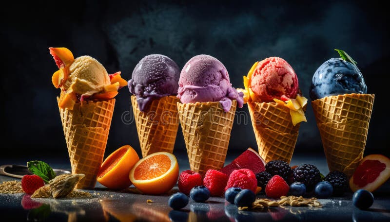 Irresistible and Colorful Ice Creams in Waffle Cones - Generative AI ... Irresistible and Colorful Ice Creams in Waffle Cones - Generative AI ...