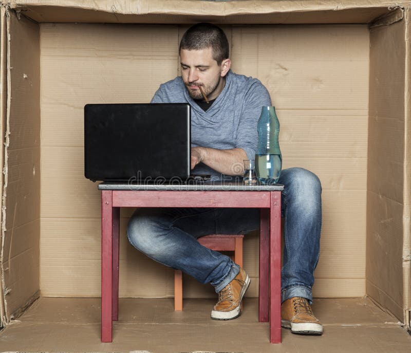 Irresponsible Intern Drink and Smoke at Work Stock Photo - Image of ...
