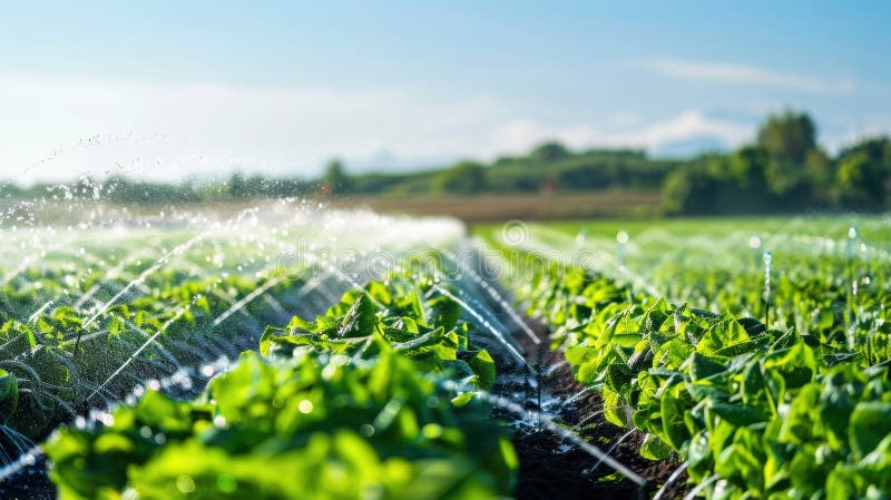 The Irrigated Green Crops.AI Generated Image Stock Photo - Image of ...
