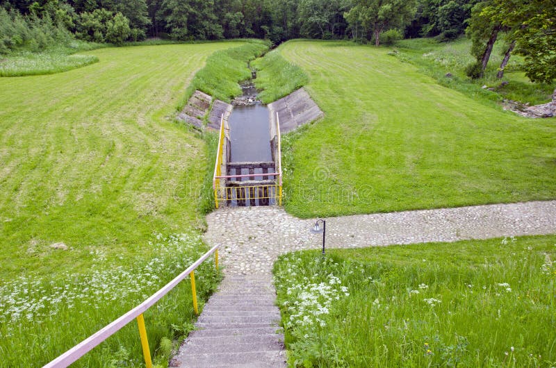 Irrigation Canal on Farm Field with Water Gate Stock Image - Image of ...