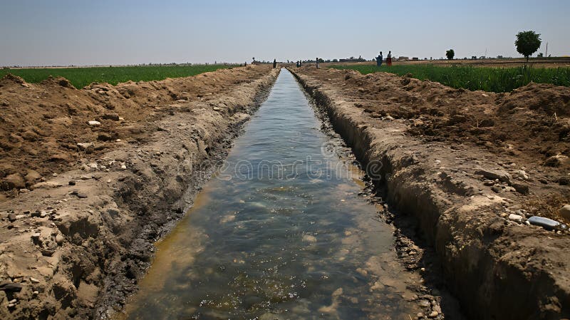 Irrigation Ditch in Farmland Stock Illustration - Illustration of ...