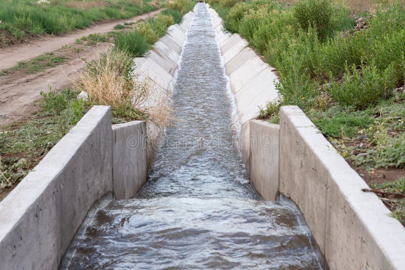 Irrigation Ditch with a Flow Measurement Structure Stock Image - Image ...