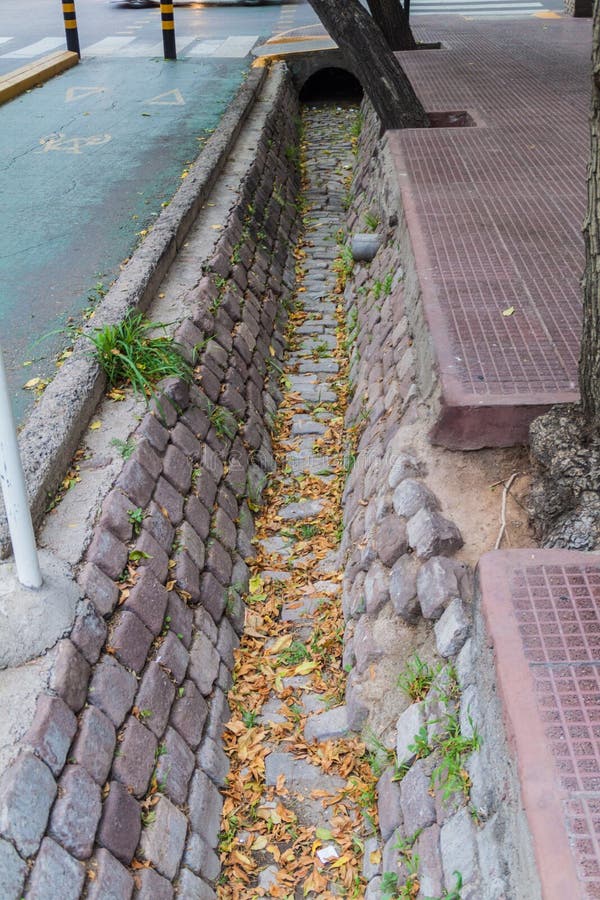 Irrigation Ditch at the Street in Mendoza, Argenti Stock Image - Image ...