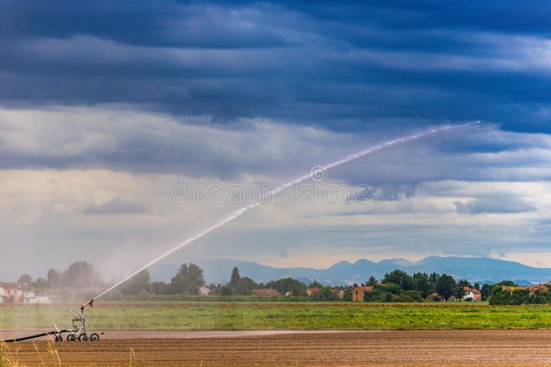 Irrigation of fields stock image. Image of water, agriculture - 80852817