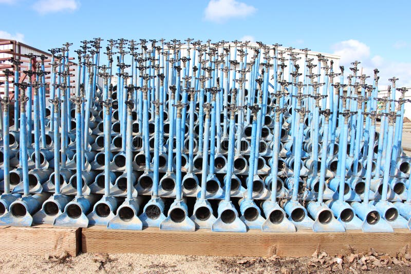 Irrigation Pipes, Blue Colored Ends, Stacked on Each Other Stock Image ...