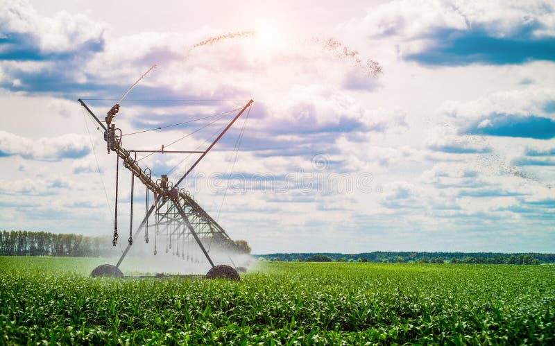 An Irrigation Pivot Watering a Field, Beautiful View Stock Image ...