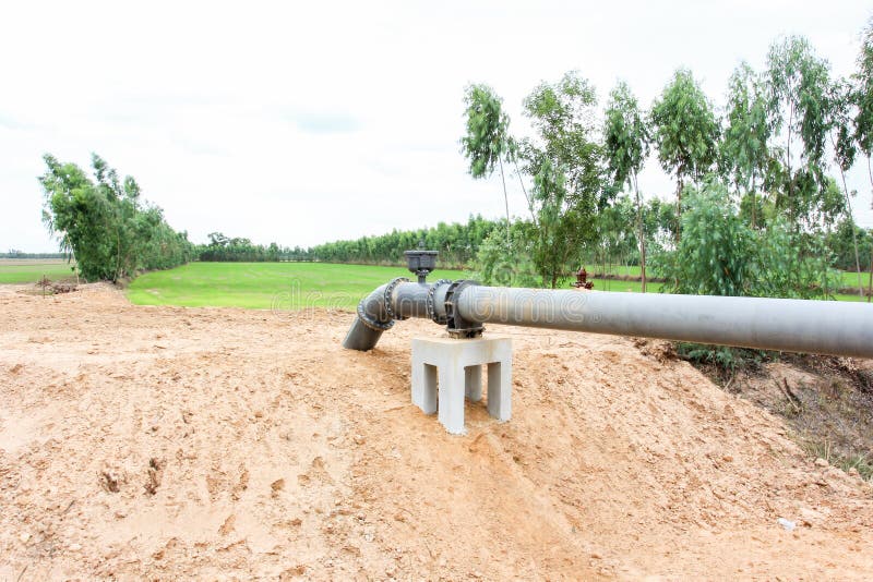 Irrigation Pumping Pipe System Stock Photo - Image of canals, machine ...