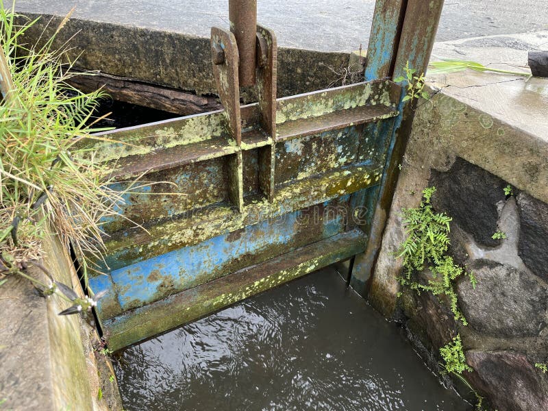 Water Gate Irrigation To Adjust the Flow of Water Stock Photo - Image ...