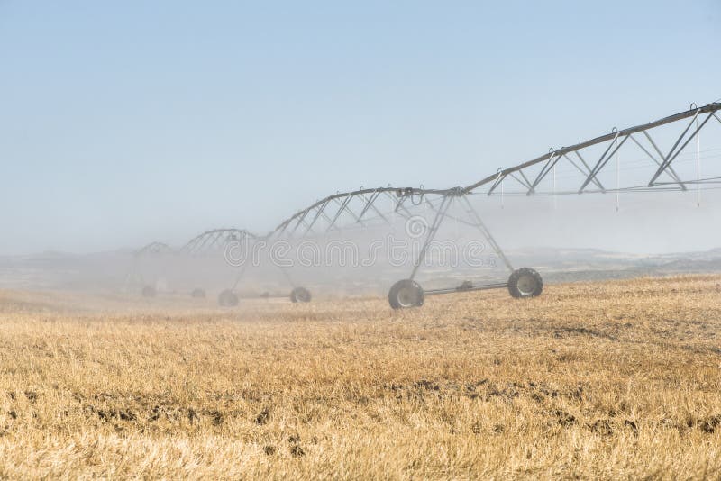 Irrigation Sprayers in the Field Stock Photo - Image of spray ...