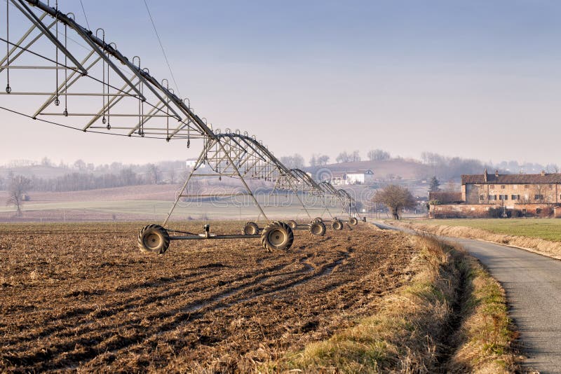 Automated Farming Irrigation System in Sunset Stock Photo - Image of ...